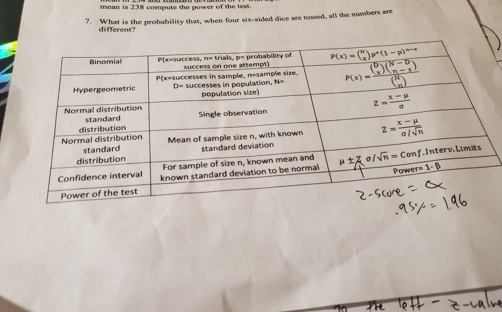 Solved mean is 238 compute the power of the test. 7. What is | Chegg.com