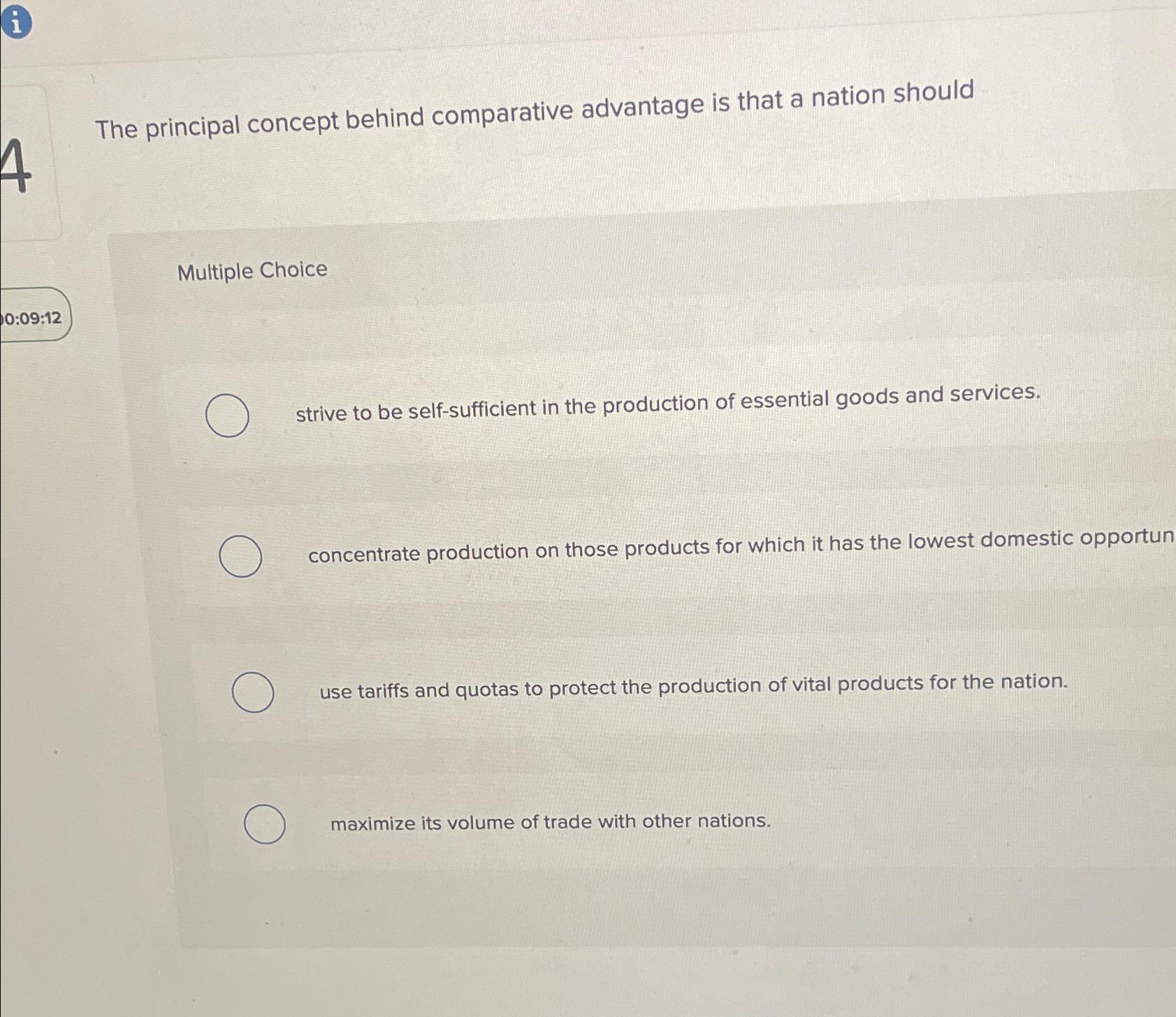 Solved The principal concept behind comparative advantage is | Chegg.com