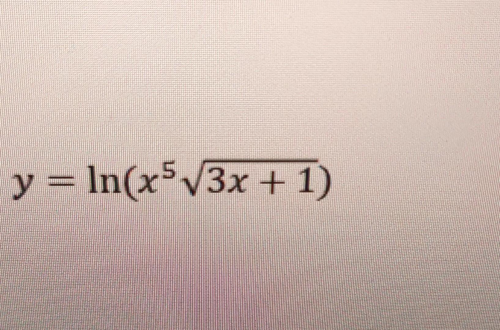 Solved y=ln(x53x+1) | Chegg.com