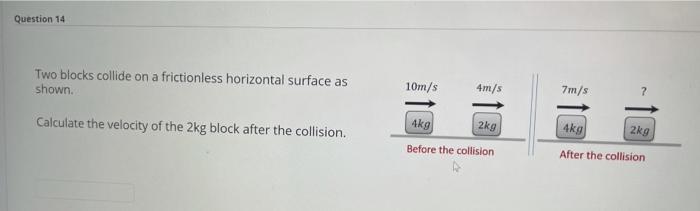 Solved Question 14 Two blocks collide on a frictionless | Chegg.com