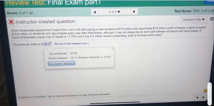 Solved Review Test: Final Exam part Score: 0 of 1 pt 2 of 4 | Chegg.com