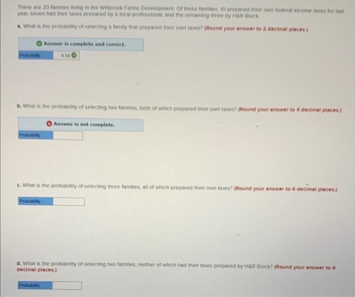 Solved There are 20 familes ining in the Wilbrook Farms | Chegg.com