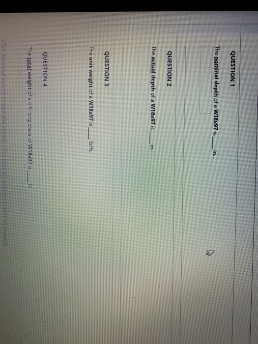 Solved QUESTION 1 The nominal depth of a W18x97 is in. | Chegg.com