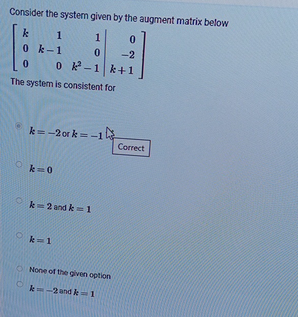 Consider the system given by the augment matrix | Chegg.com