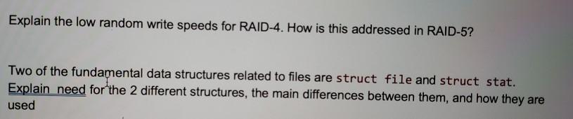 Solved Explain the low random write speeds for RAID-4. How | Chegg.com