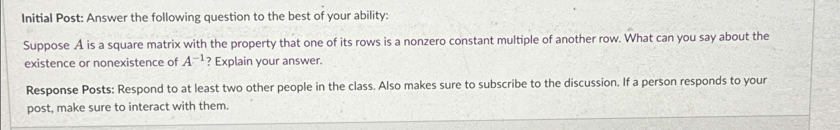 Solved Initial Post: Answer the following question to the | Chegg.com