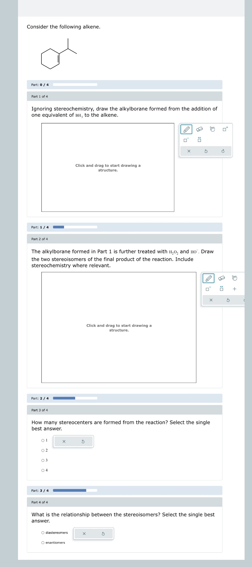 Solved Consider the following alkene.Part: 04 Part 1 ﻿of | Chegg.com