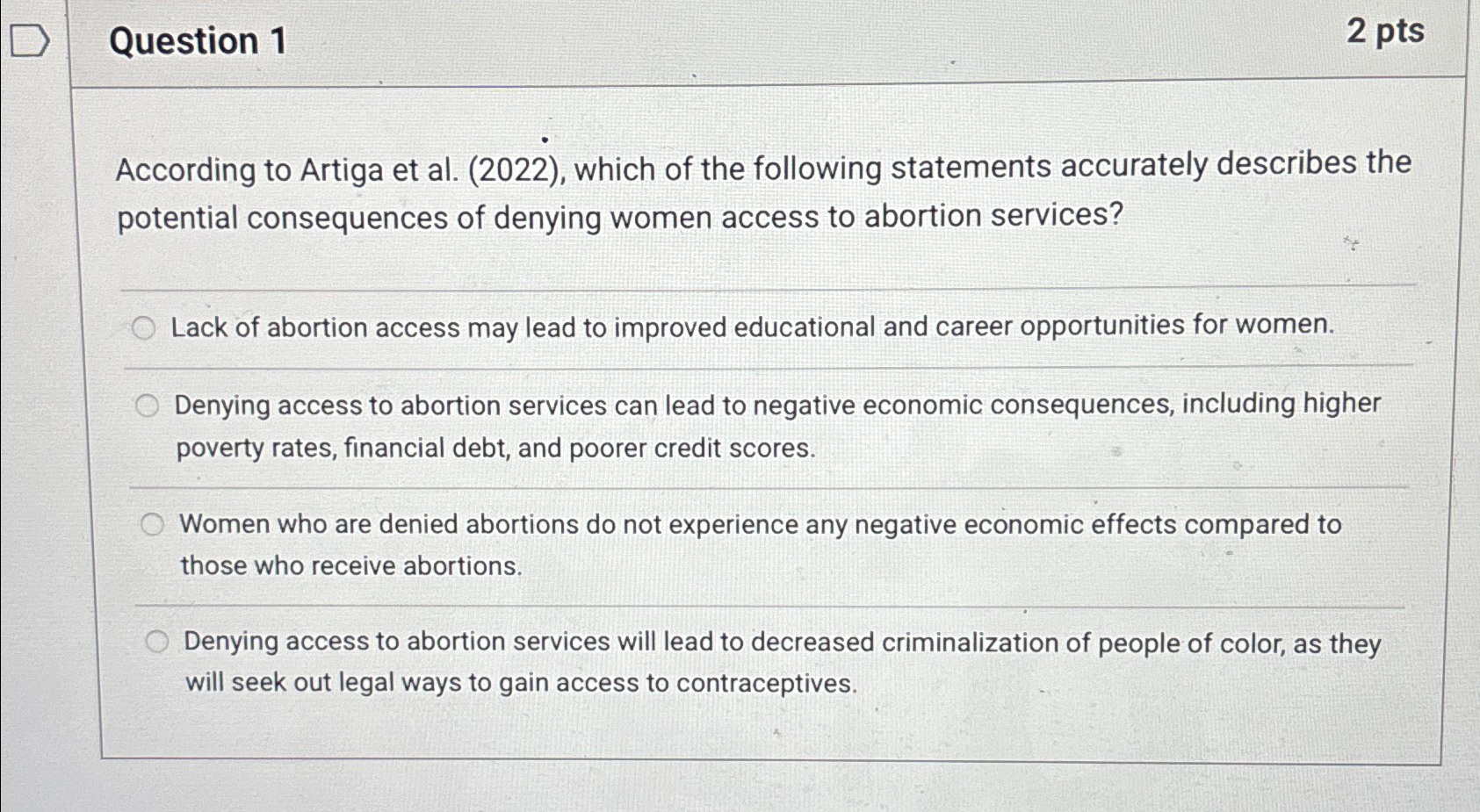 Solved Question 12 ﻿ptsAccording to Artiga et al. (2022), | Chegg.com