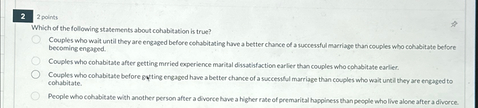 Solved 2 ﻿pointsWhich of the following statements about | Chegg.com