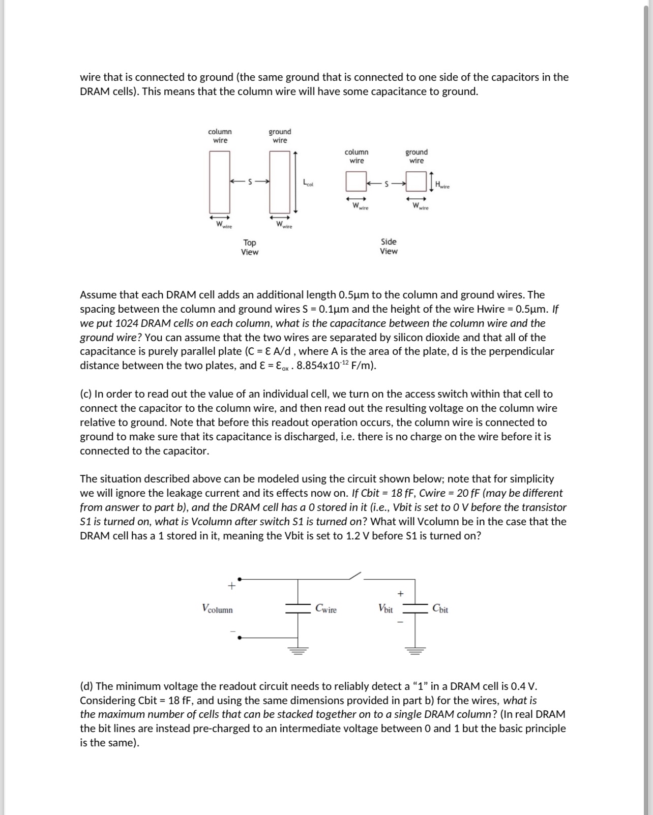 Solved Exercise: Dynamic Random Access Memory (DRAM) - | Chegg.com