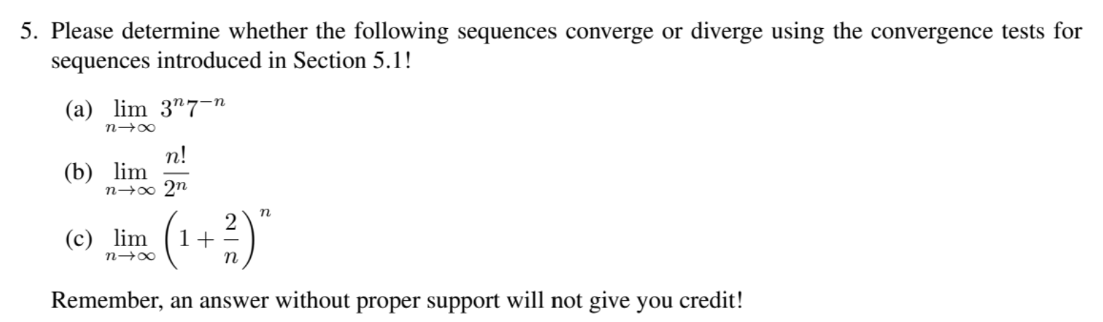 Solved Please determine whether the following sequences | Chegg.com