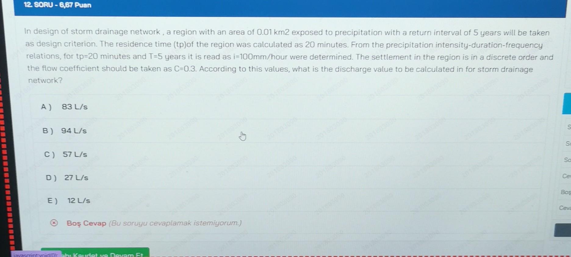 Solved In design of storm drainage network, a region with an | Chegg.com