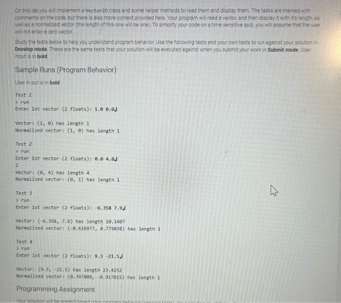Solved On Thils Lab You Will Implement A Vector2d Class And 6807