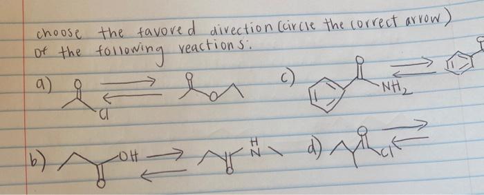 of the following choose the favored direction (circle | Chegg.com