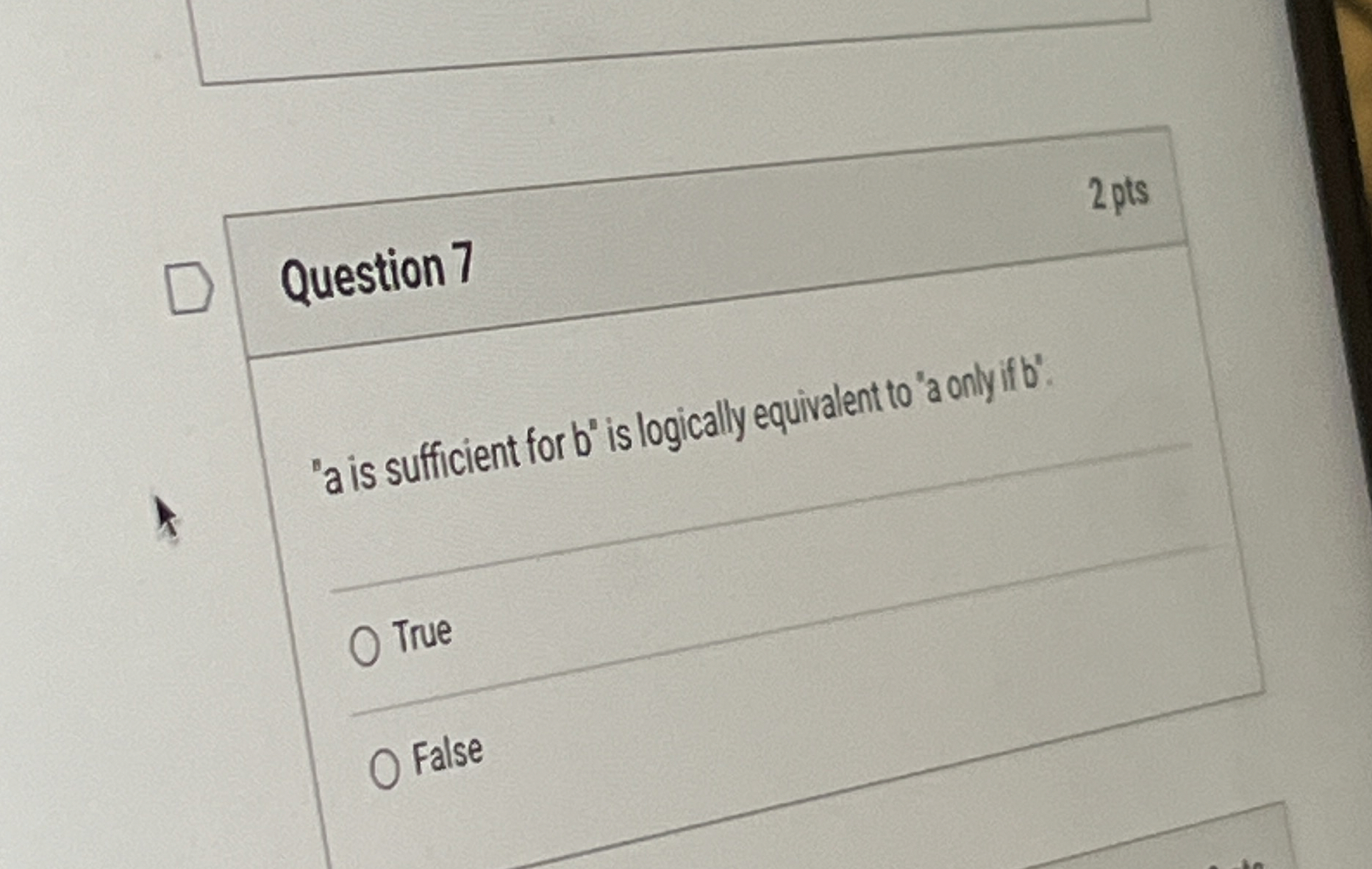 Solved Question 72 ﻿pts"a is sufficient for b " ﻿is | Chegg.com