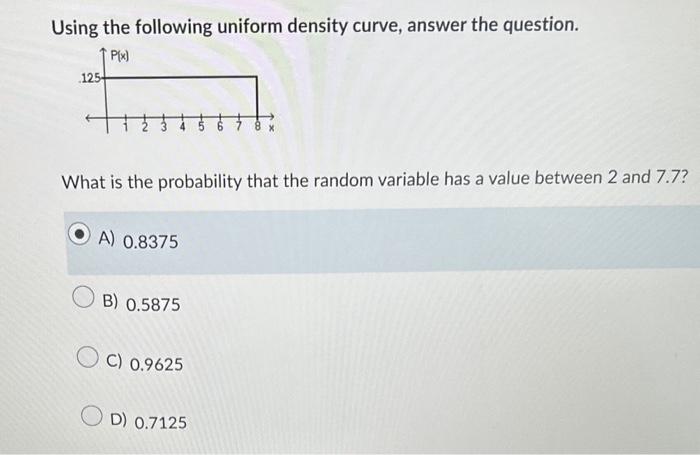 Solved Using The Following Uniform Density Curve Answer The