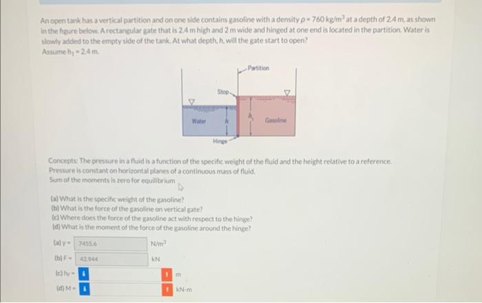 [Solved]: Anopen tank has a vertical partition and on one