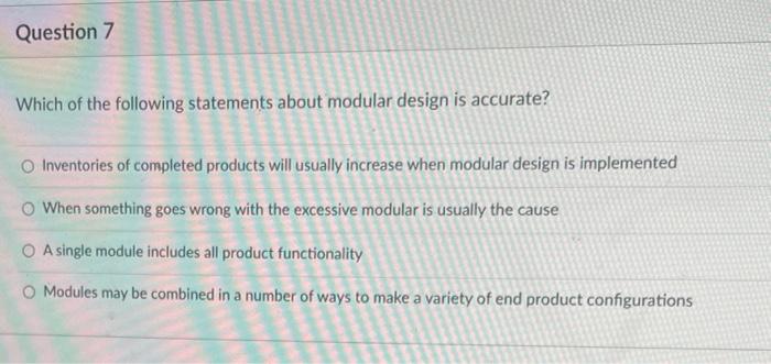 Solved Which of the following statements about modular | Chegg.com