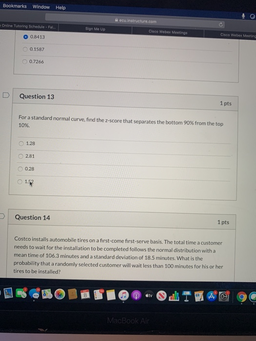 Solved Bookmarks Window Help ecu. Instructure.com Online | Chegg.com