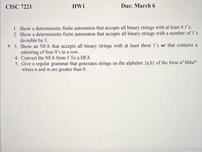Solved 1. Show a deterministic finite automaton that accepts | Chegg.com