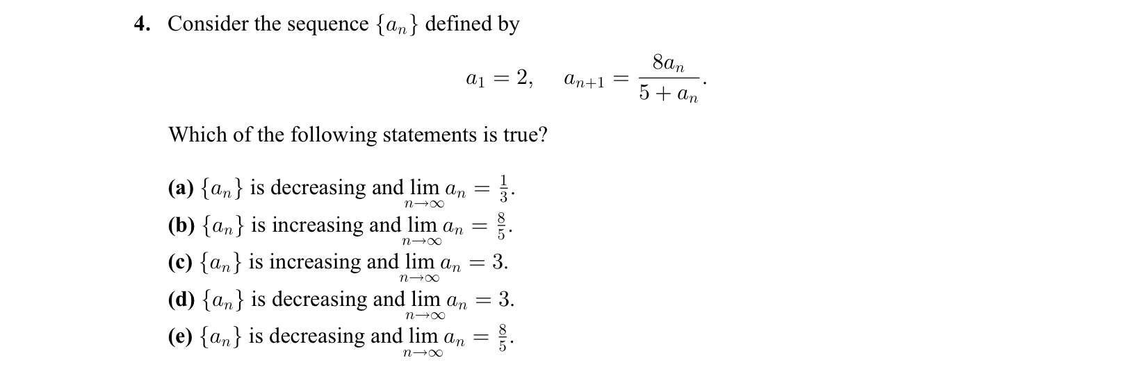 Solved Consider the sequence {an} ﻿defined | Chegg.com
