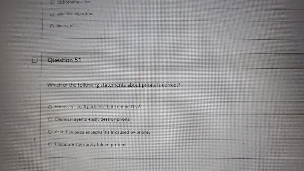 Solved dichotomous key. selective algorithm. binary test. | Chegg.com