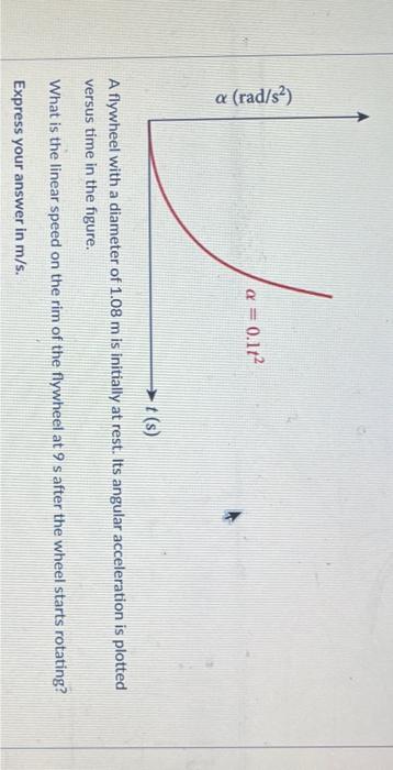Solved A flywheel with a diameter of 1.08 m is initially at | Chegg.com