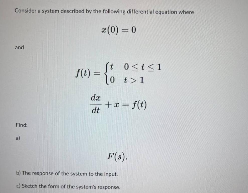 Consider a system described by the following | Chegg.com