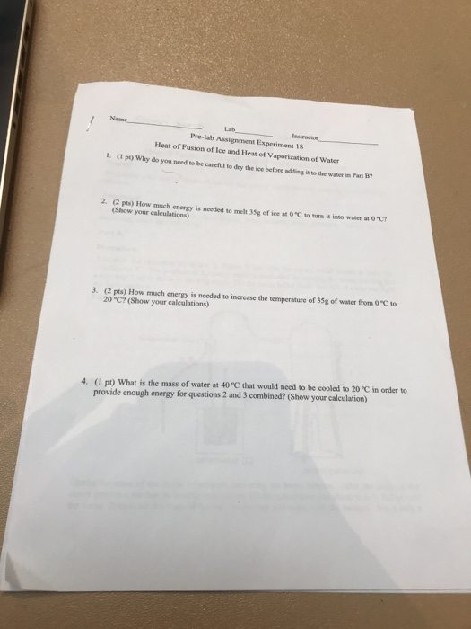 Solved Name Lab letructor Pre-lab Assignment Experiment 18 | Chegg.com