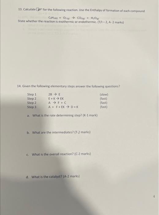 Solved 13. Calculate BH' for the following reaction. Use the | Chegg.com