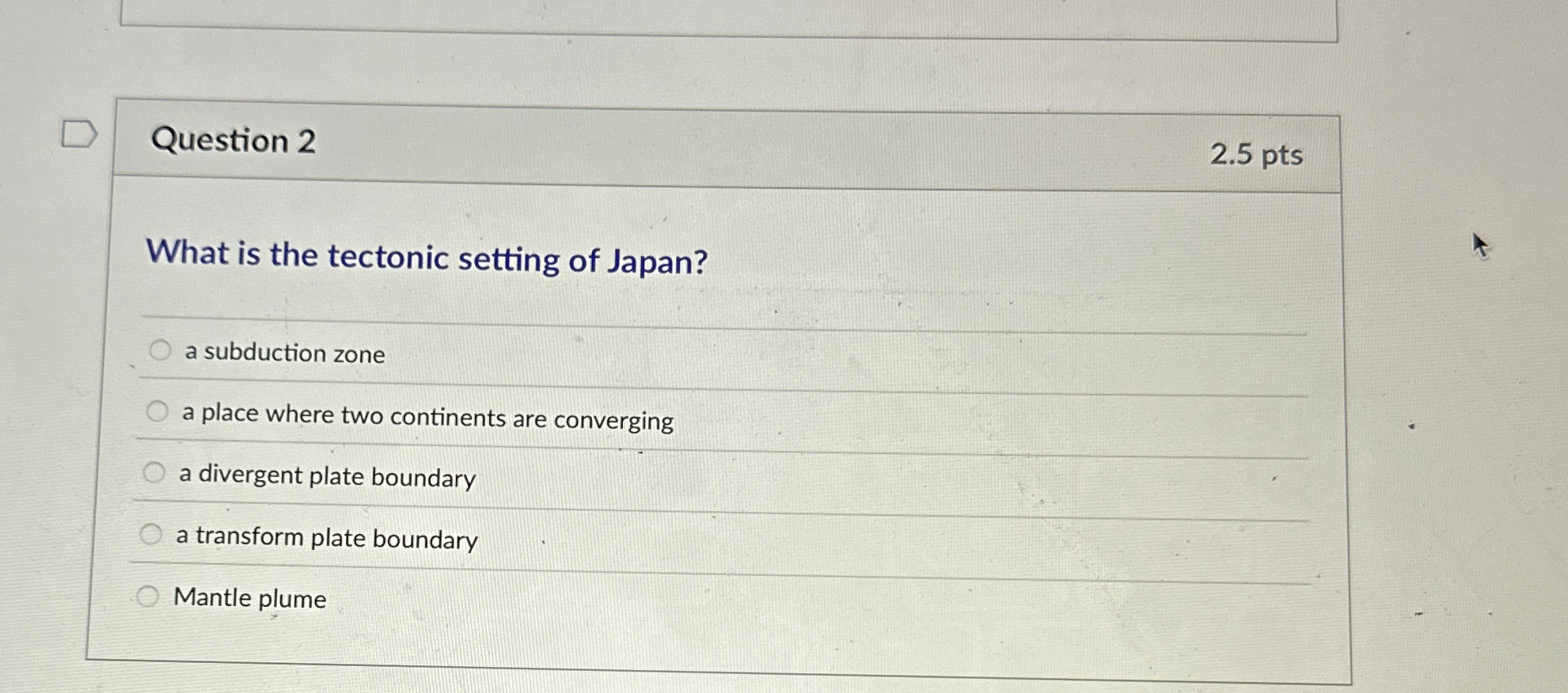 Solved Question 2What is the tectonic setting of Japan?a | Chegg.com