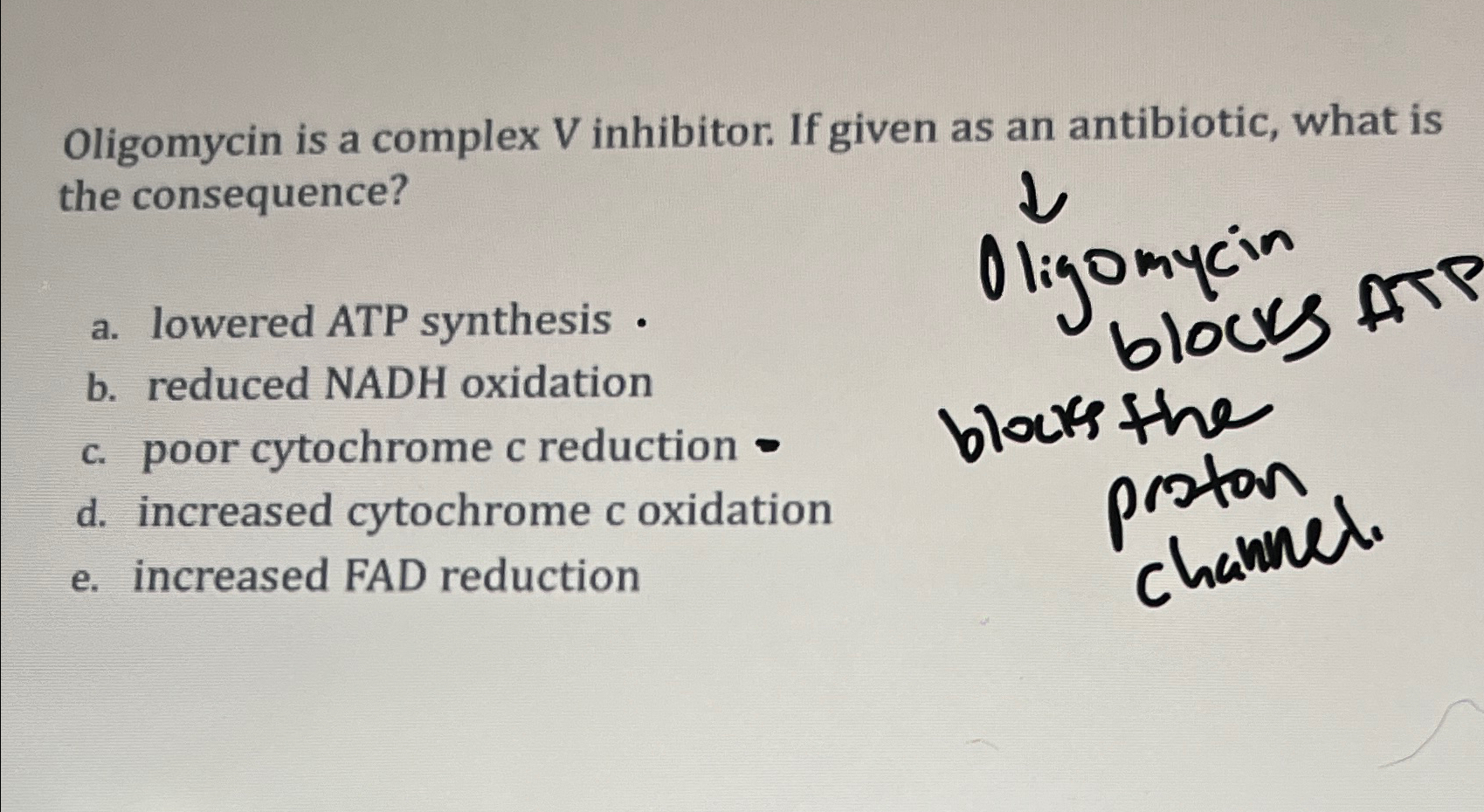 Solved Oligomycin is a complex V ﻿inhibitor. If given as an | Chegg.com