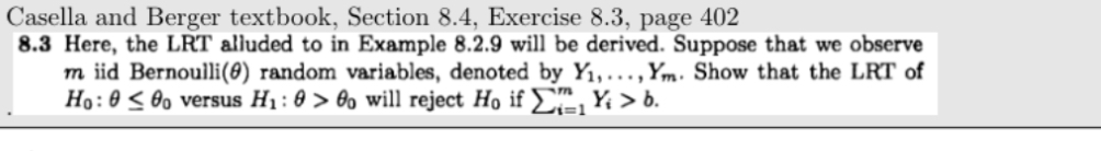 Solved Casella and Berger textbook, Section 8.4, ﻿Exercise | Chegg.com