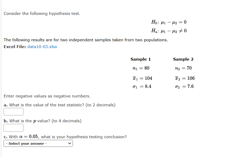 Solved Consider the following hypothesis | Chegg.com