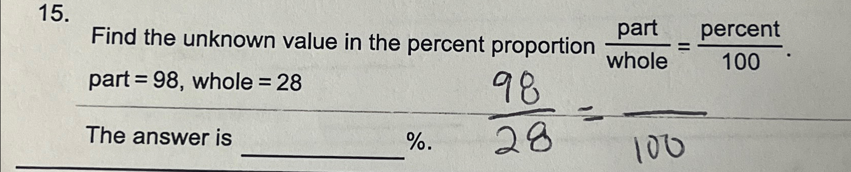 Solved Find the unknown value in the percent proportion | Chegg.com