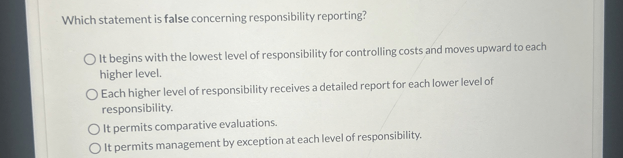 Solved Which statement is false concerning responsibility | Chegg.com