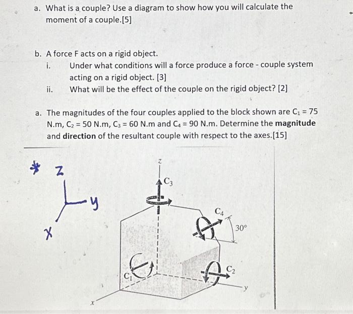 Solved a. What is a couple? Use a diagram to show how you | Chegg.com