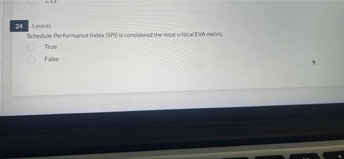 Solved 145 24 5 points Schedule Performance Index (SPI) is | Chegg.com