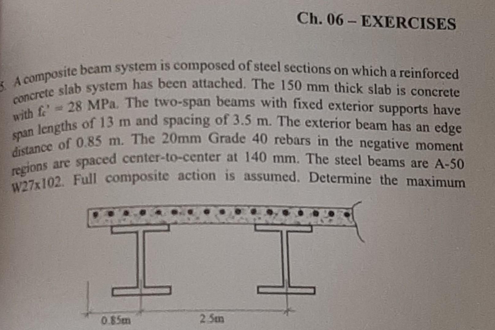 Solved Ch.06 - EXERCISES 3 A composite beam system is | Chegg.com