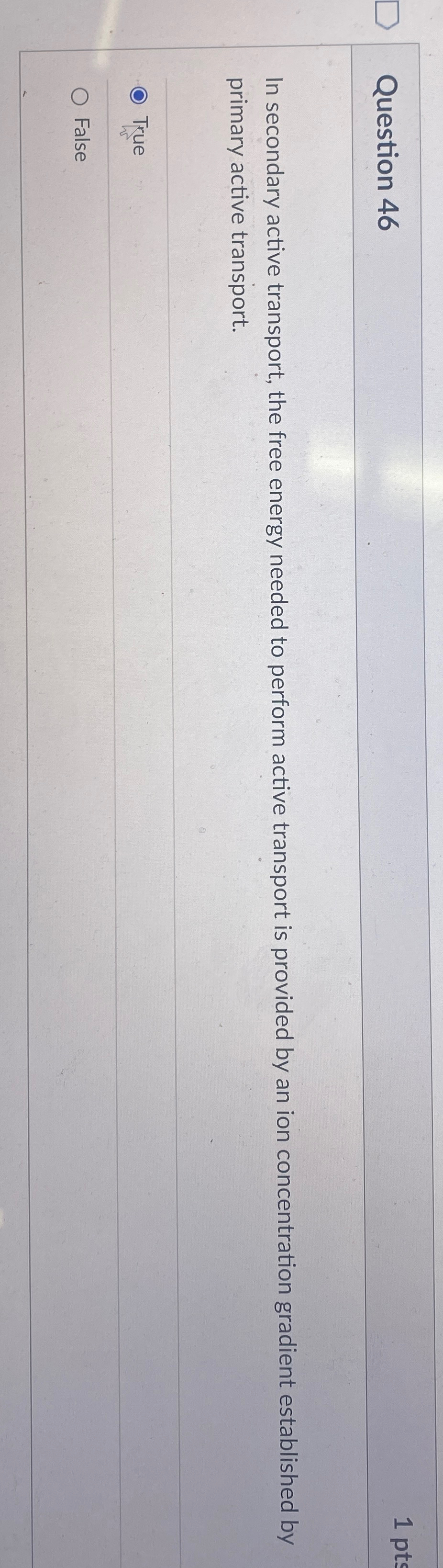 Solved Question 461ptsIn secondary active transport, the | Chegg.com