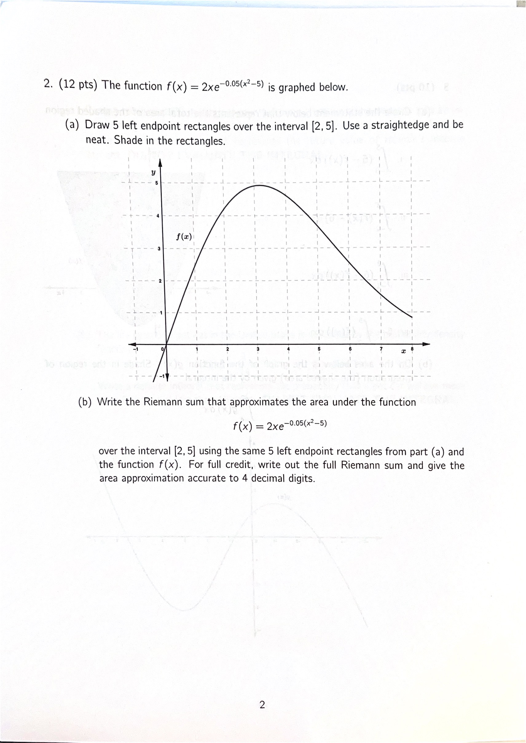 Solved (12 ﻿pts) ﻿The function f(x)=2xe-0.05(x2-5) ﻿is | Chegg.com