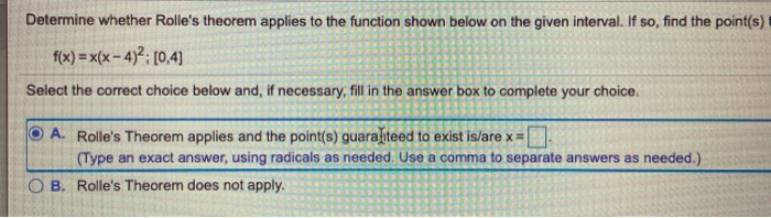 Solved Determine whether Rolle's theorem applies to the | Chegg.com