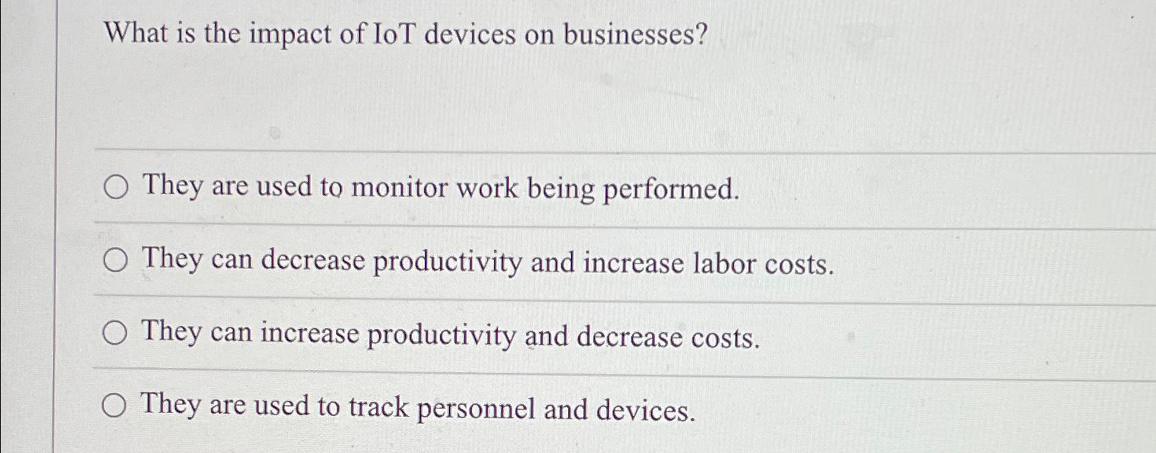 Solved What is the impact of IoT devices on businesses?They | Chegg.com