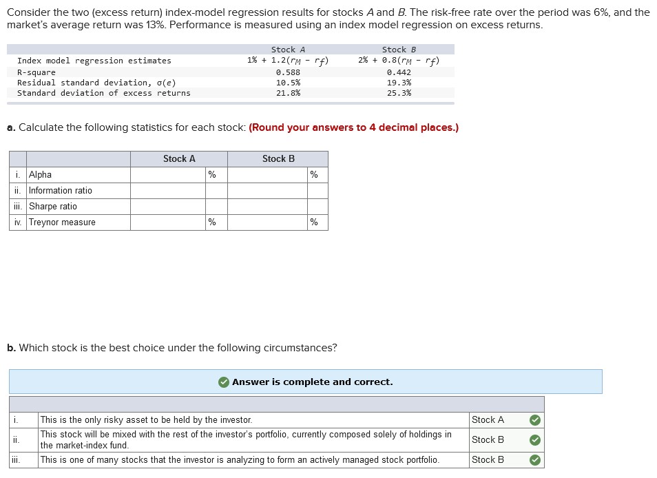 Solved Consider the two (excess return) ﻿index-model | Chegg.com