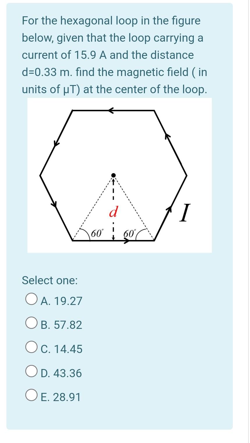 Solved For the hexagonal loop in the figure below, given | Chegg.com