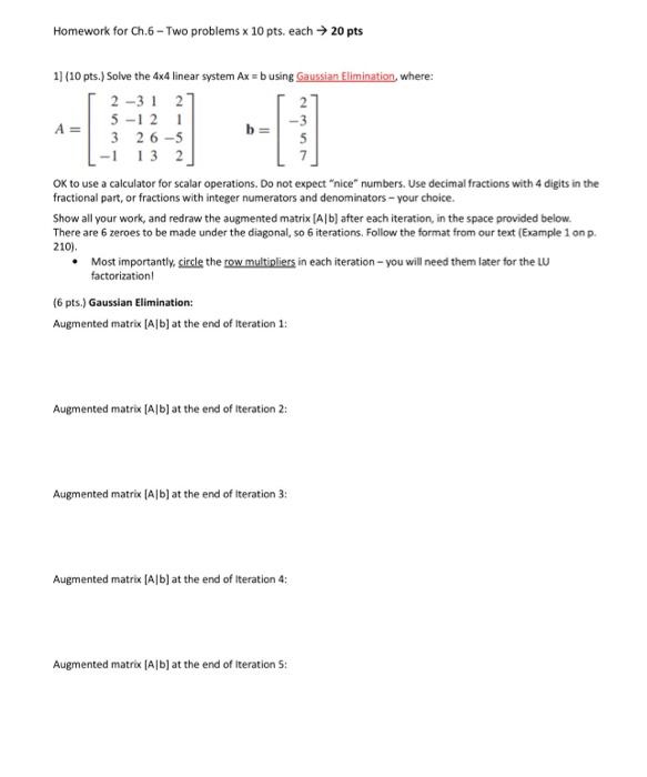 Solved 1] (10 pts.) Solve the 4x4 linear system Ax = b using | Chegg.com