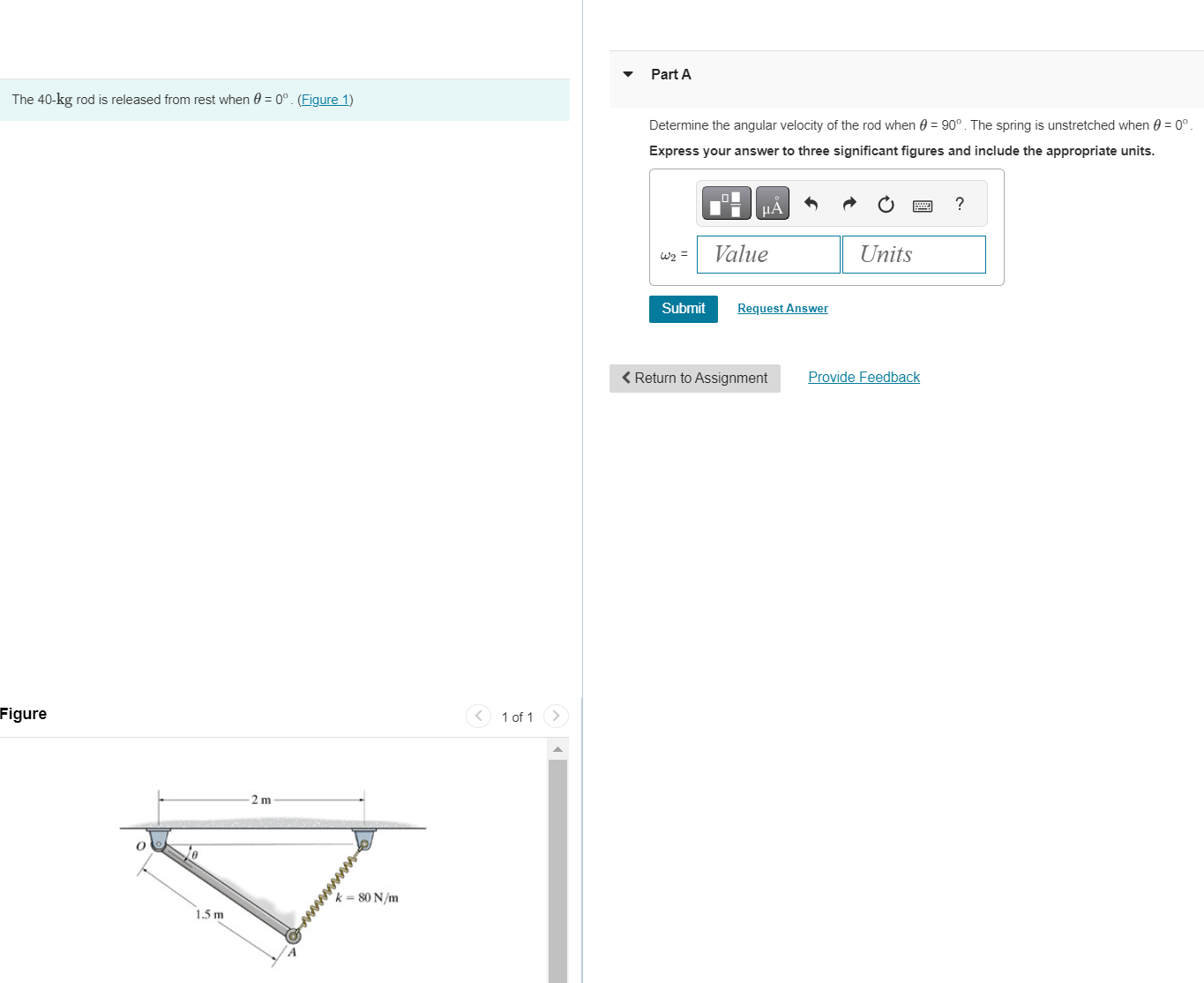 Solved The 40-kg ﻿rod is released from rest when | Chegg.com