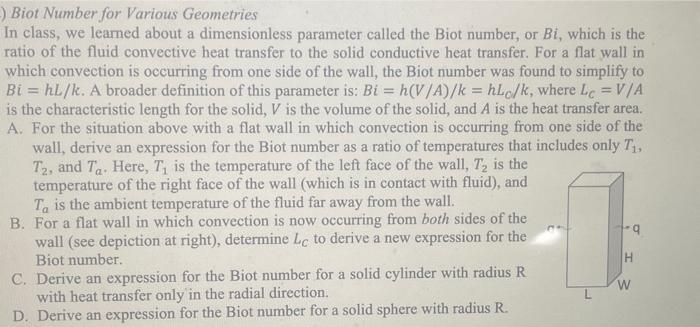Solved Biot Number for Various Geometries In class, we | Chegg.com