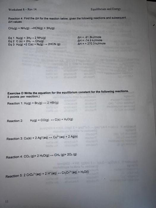 Solved Reaction 2 Find the ΔH for the reaction below, given | Chegg.com