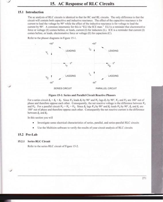 Solved 15. AC Response of RLC Circuits 15.1 Introduction The | Chegg.com